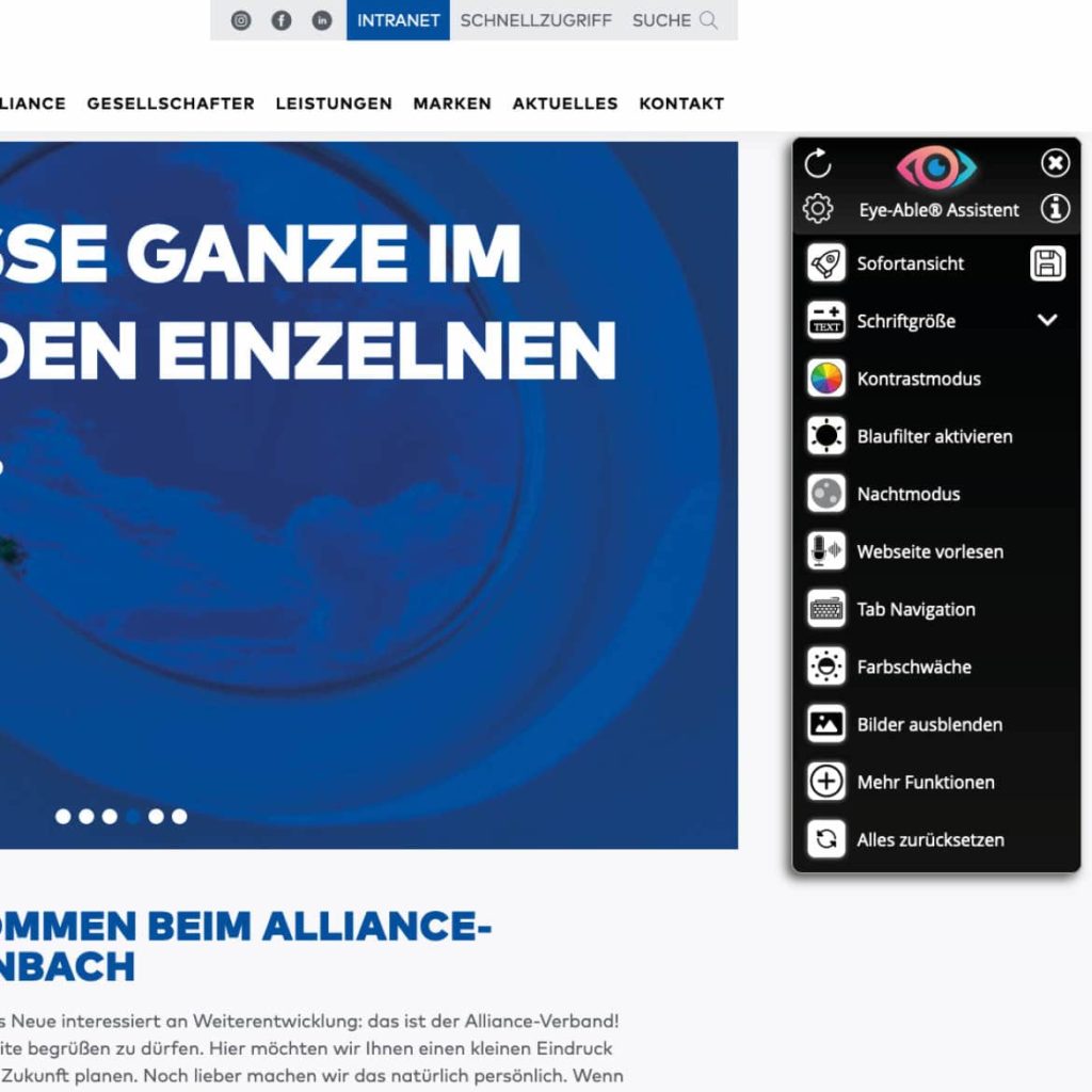 Online barrierefrei - Alliance Verband